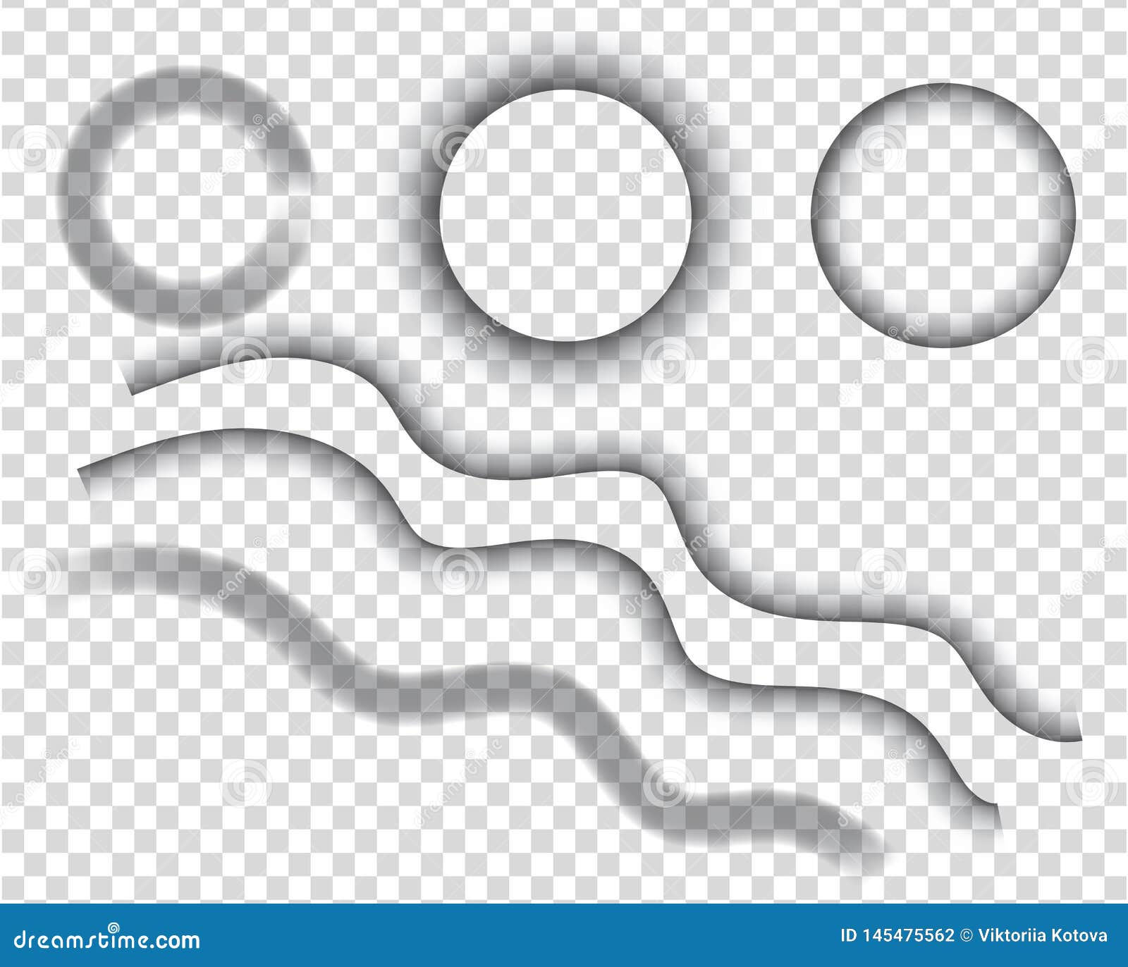 Vector Shadows Isolated. Set of Round and Wavy Shadow Effects Stock ...
