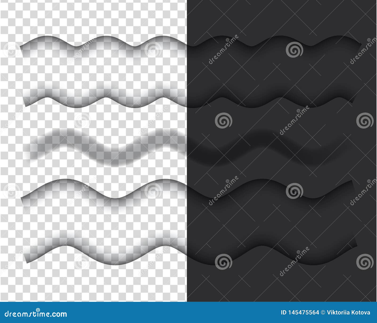 Vector Shadows Isolated. Set of Wavy Shadow Effects Stock Vector ...