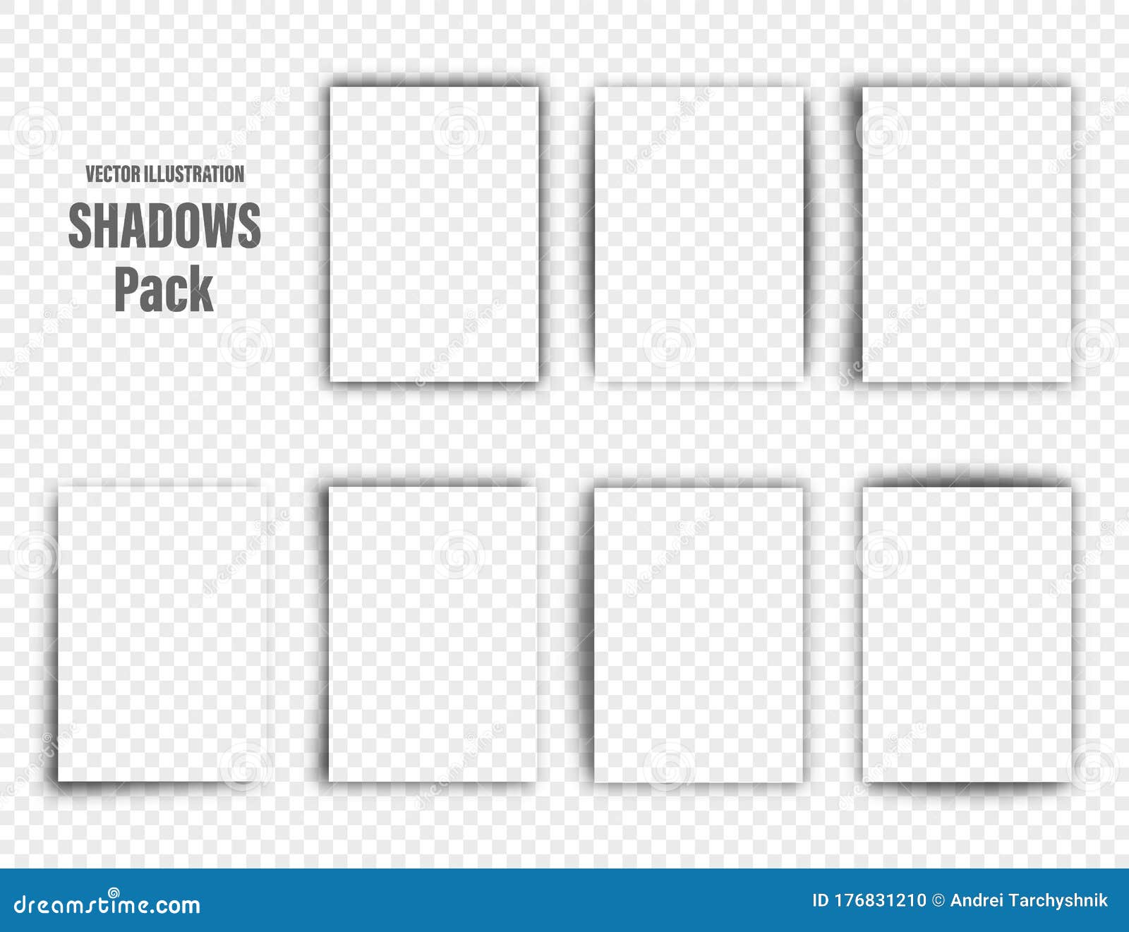 Vector Shadows Set. Page Dividers on Transparent Background. Realistic ...