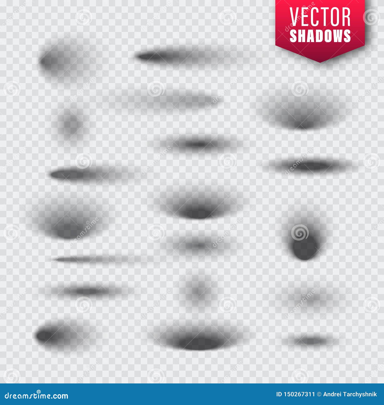 Vector Shadows Set on Transparent Background. Realistic Isolated Shadow ...