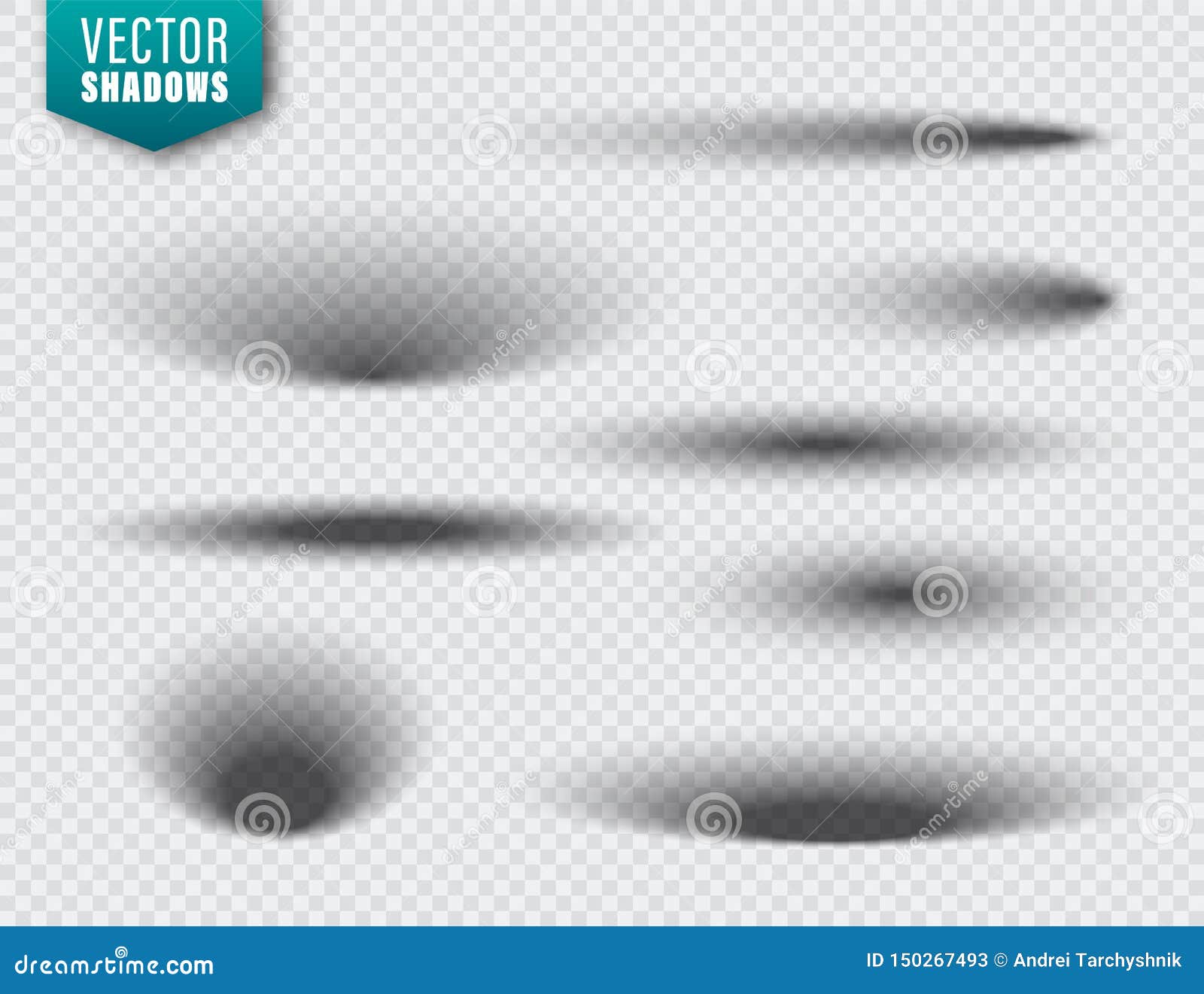 Vector Shadows Set on Transparent Background. Realistic Isolated Shadow ...