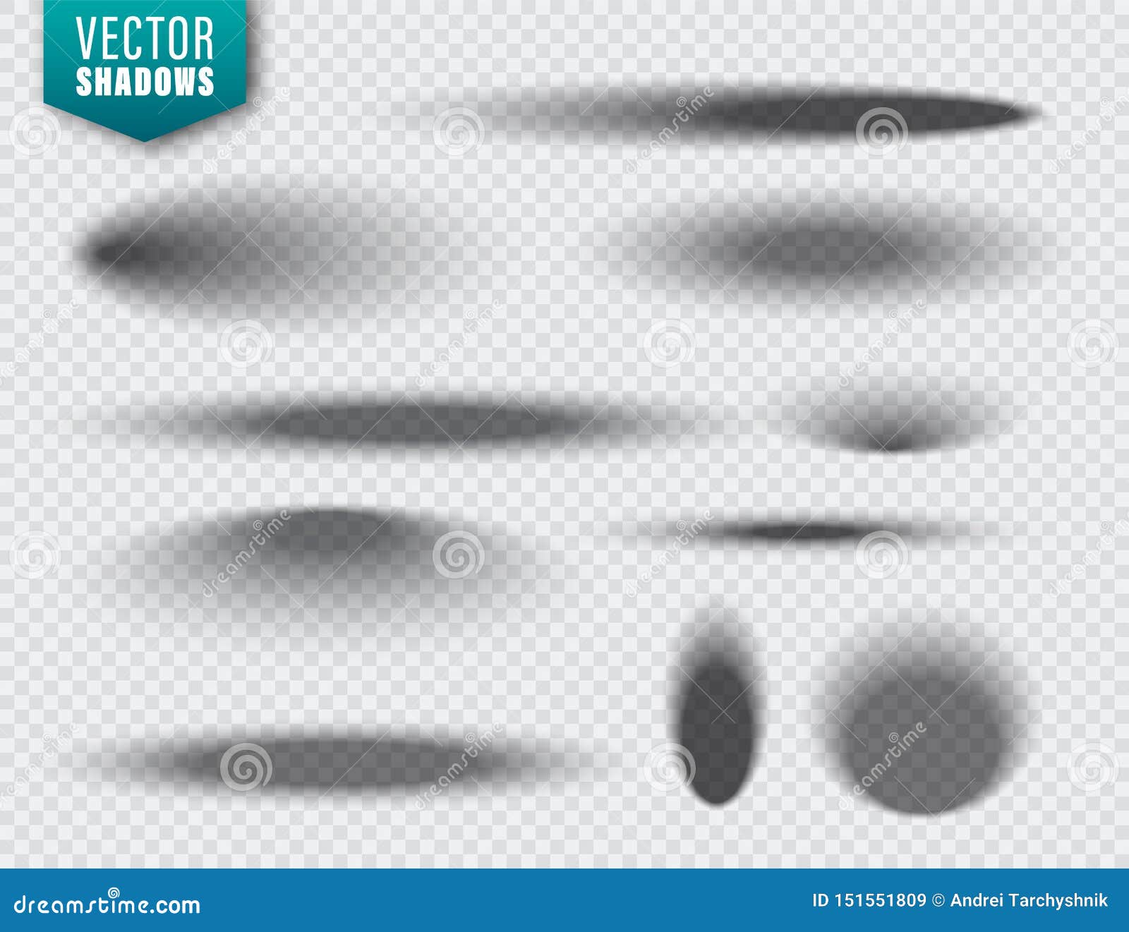 Vector Shadows Set on Transparent Background. Realistic Isolated Shadow ...