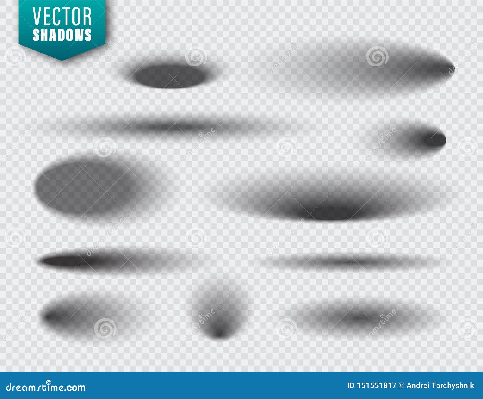 Vector Shadows Set on Transparent Background. Realistic Isolated Shadow ...
