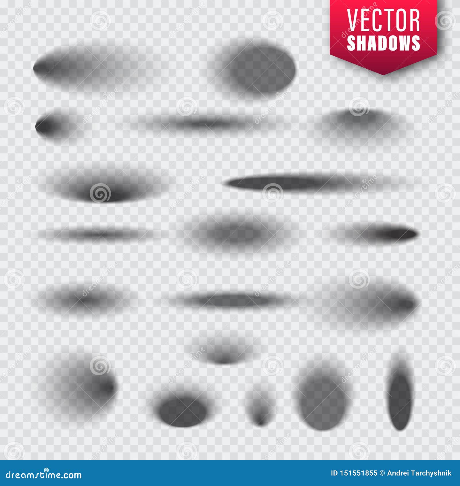 Vector Shadows Set on Transparent Background. Realistic Isolated Shadow ...