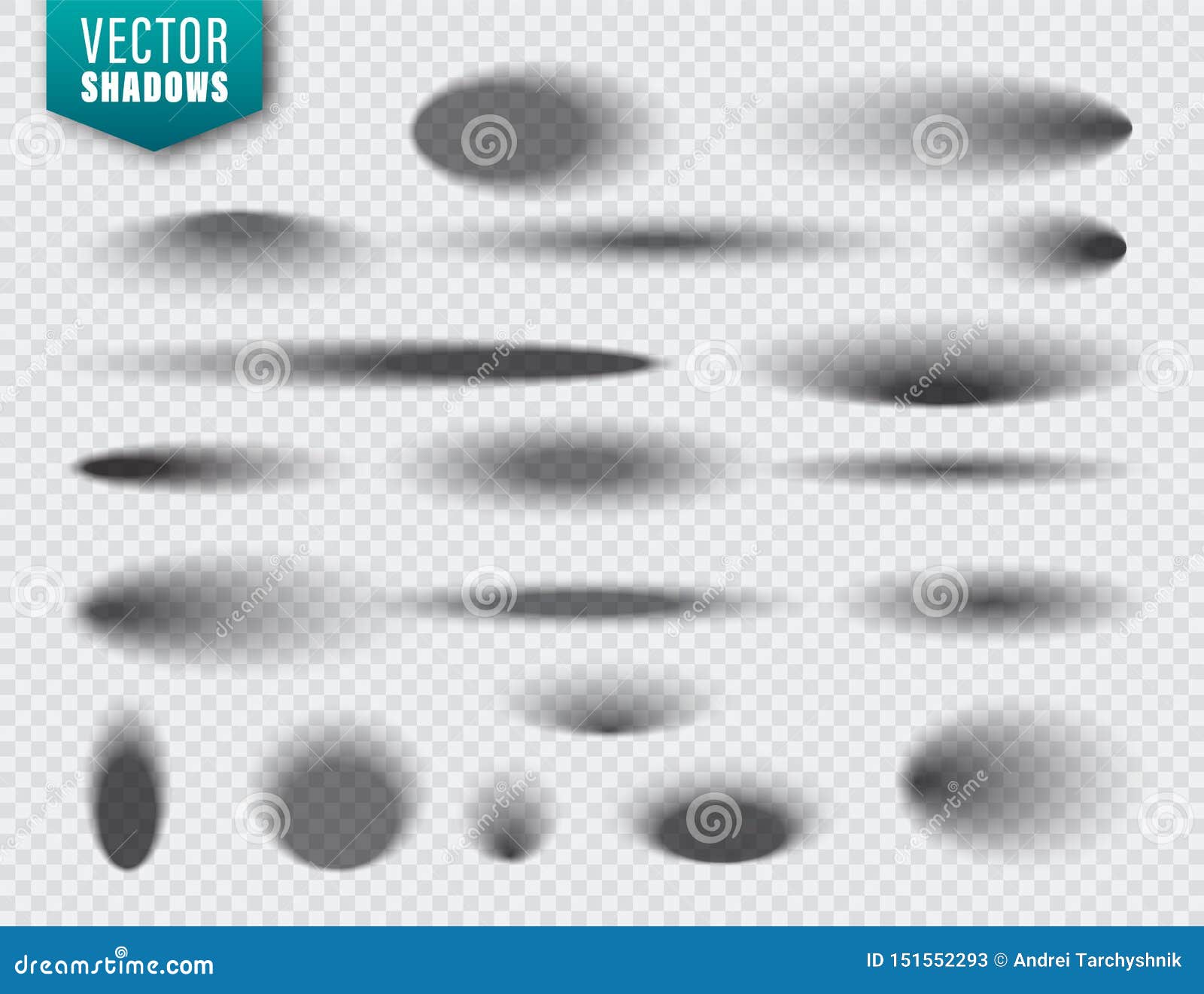 Vector Shadows Set on Transparent Background. Realistic Isolated Shadow ...