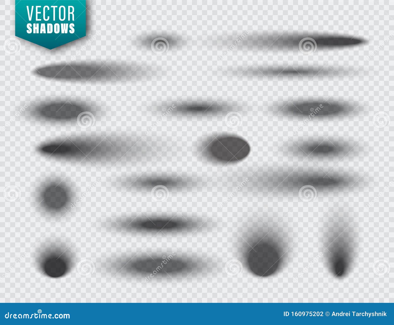 Vector Shadows Set on Transparent Background. Realistic Isolated Shadow ...
