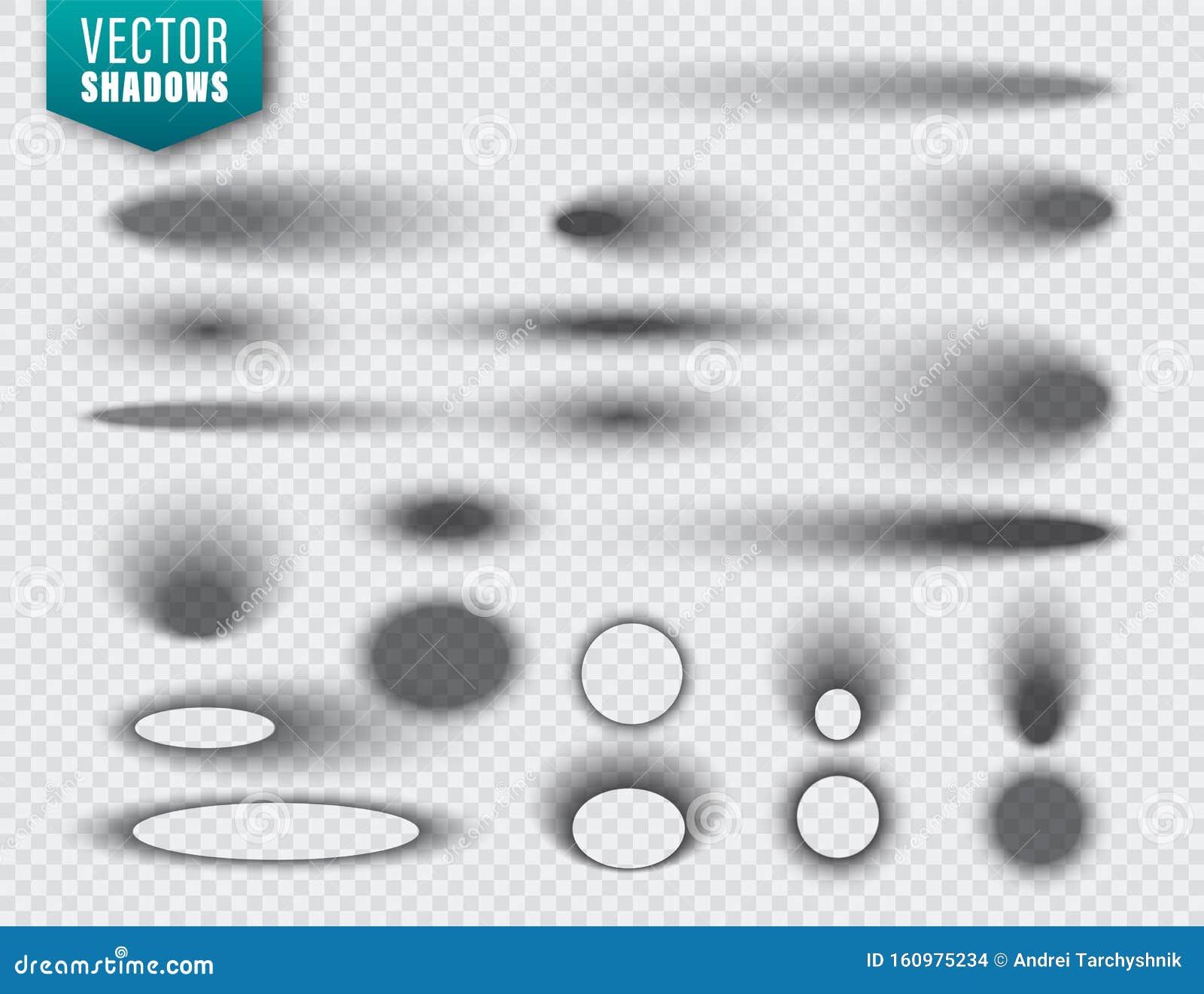 Vector Shadows Set on Transparent Background. Realistic Isolated Shadow ...