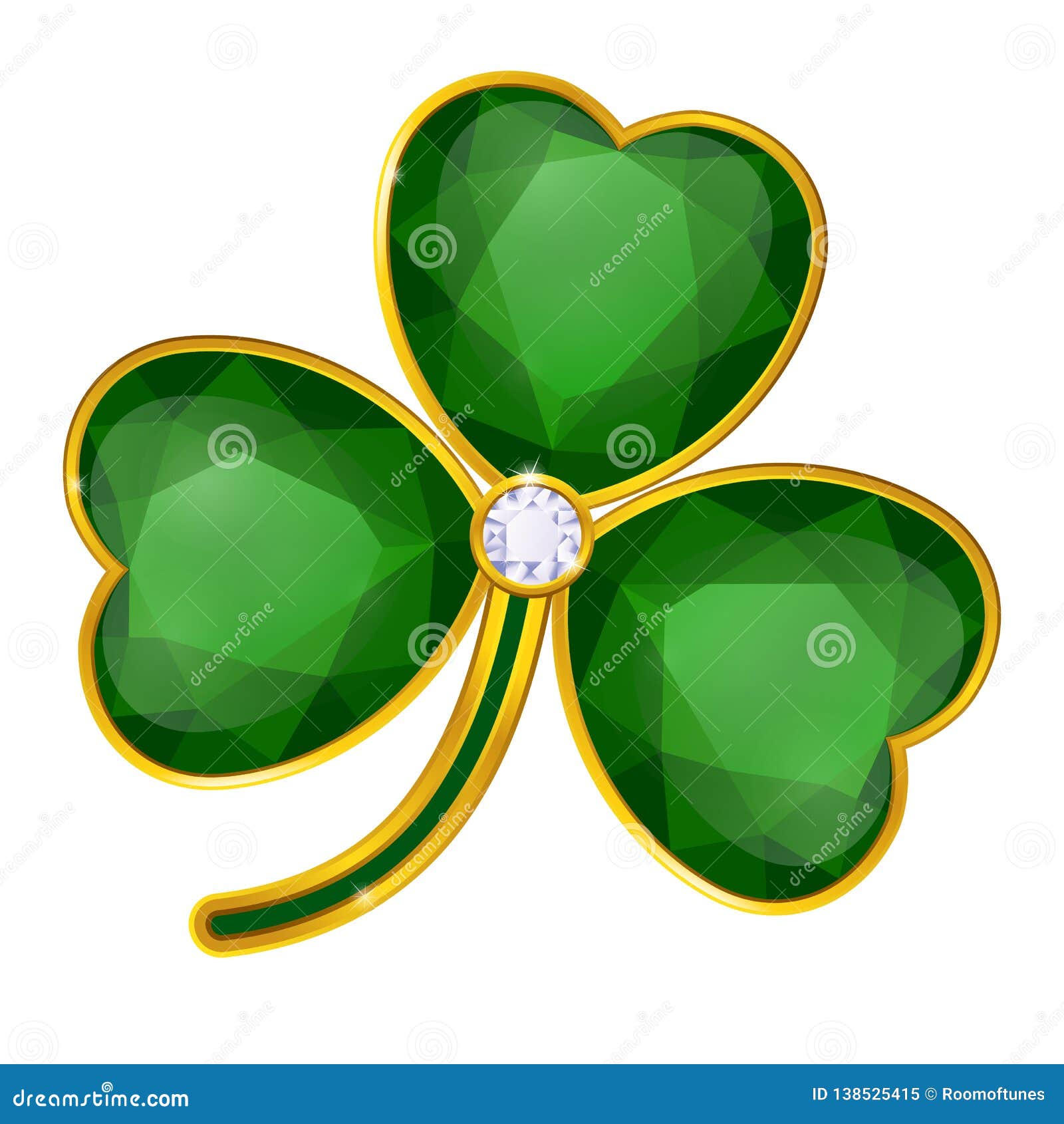 Vector Shamrock Badge with Emeralds on White Background Stock Vector ...