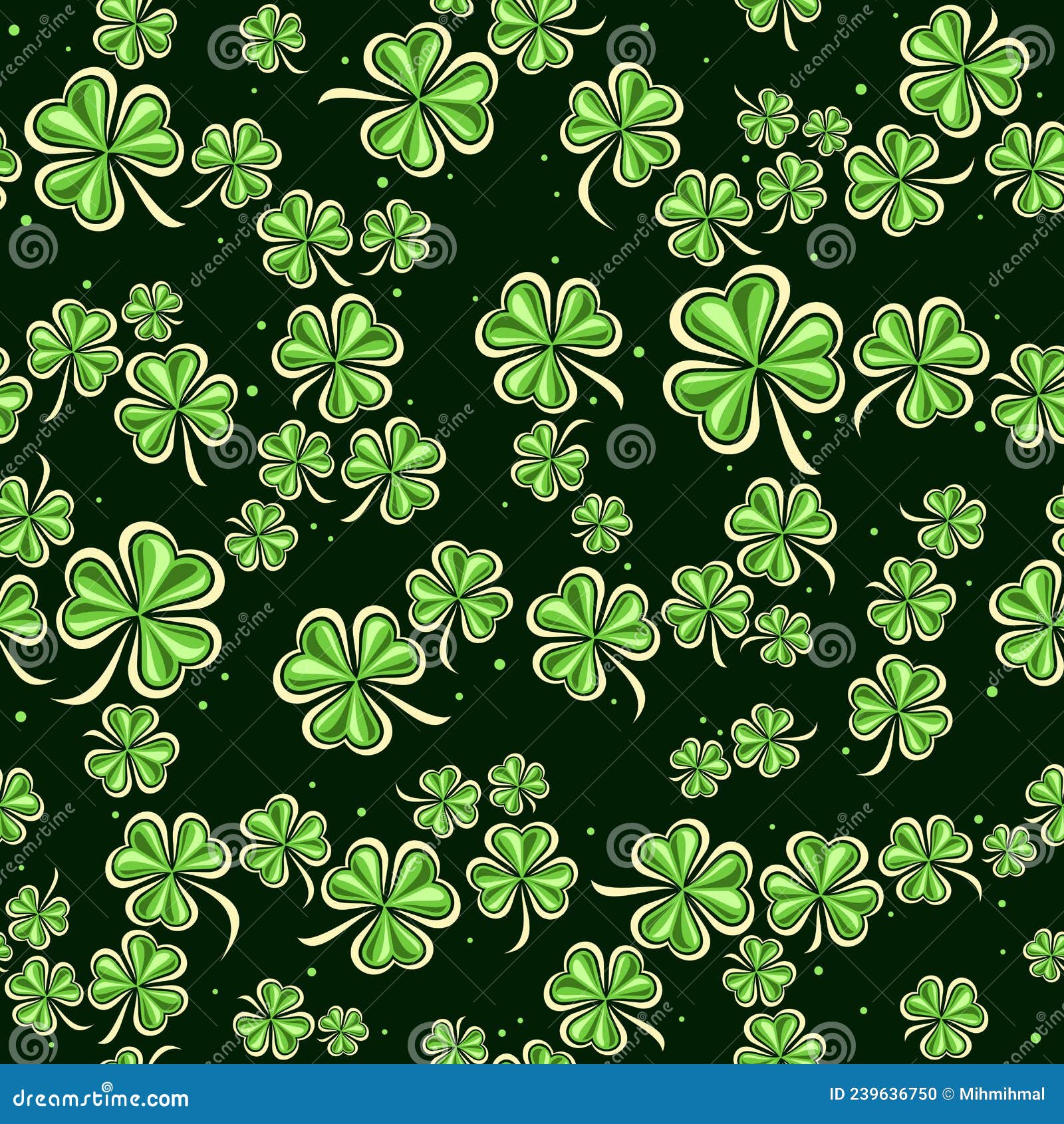 Vector Shamrock Seamless Pattern Stock Vector - Illustration of ireland ...