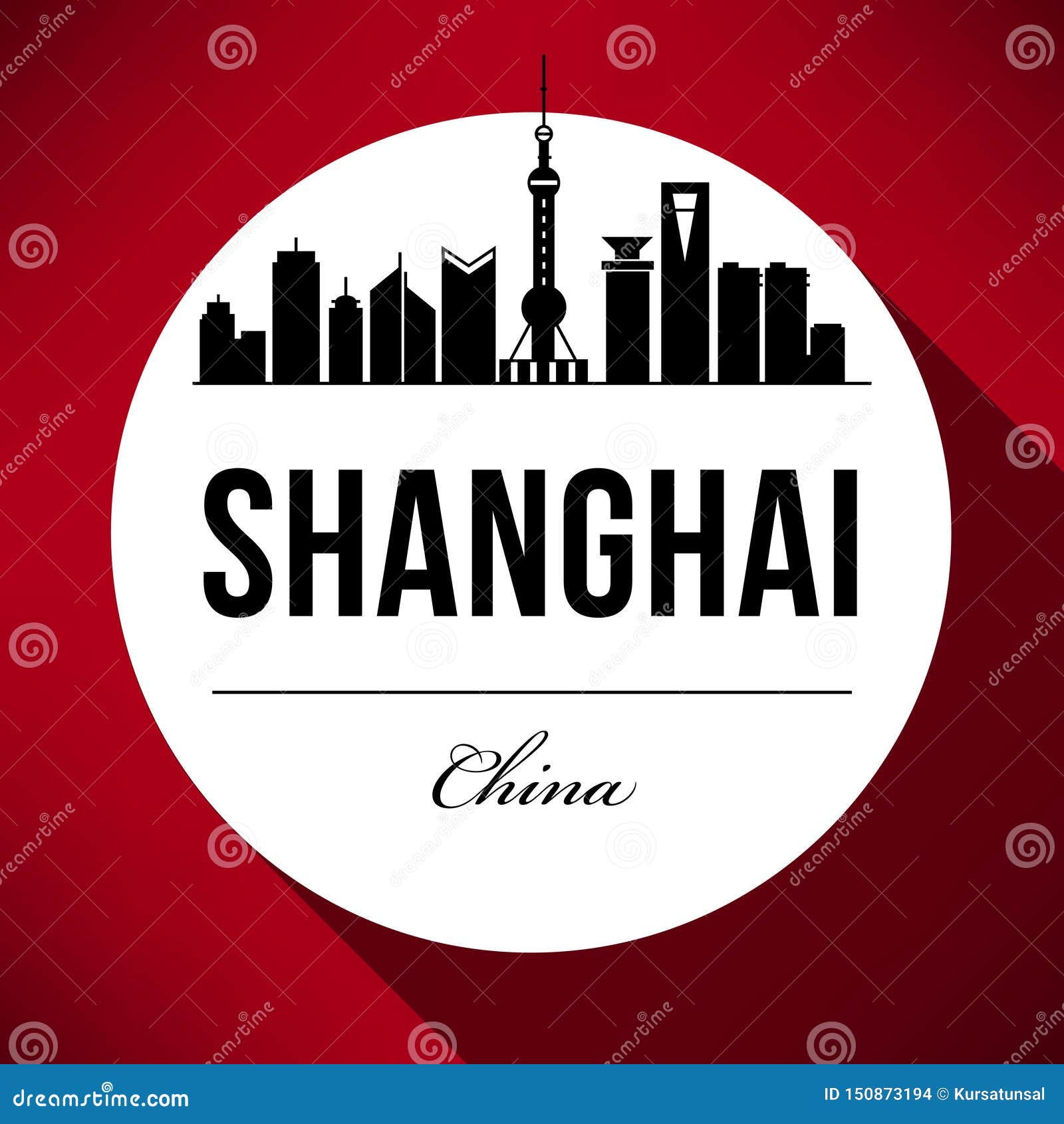 Vector Shanghai City Skyline Design Stock Vector - Illustration of ...