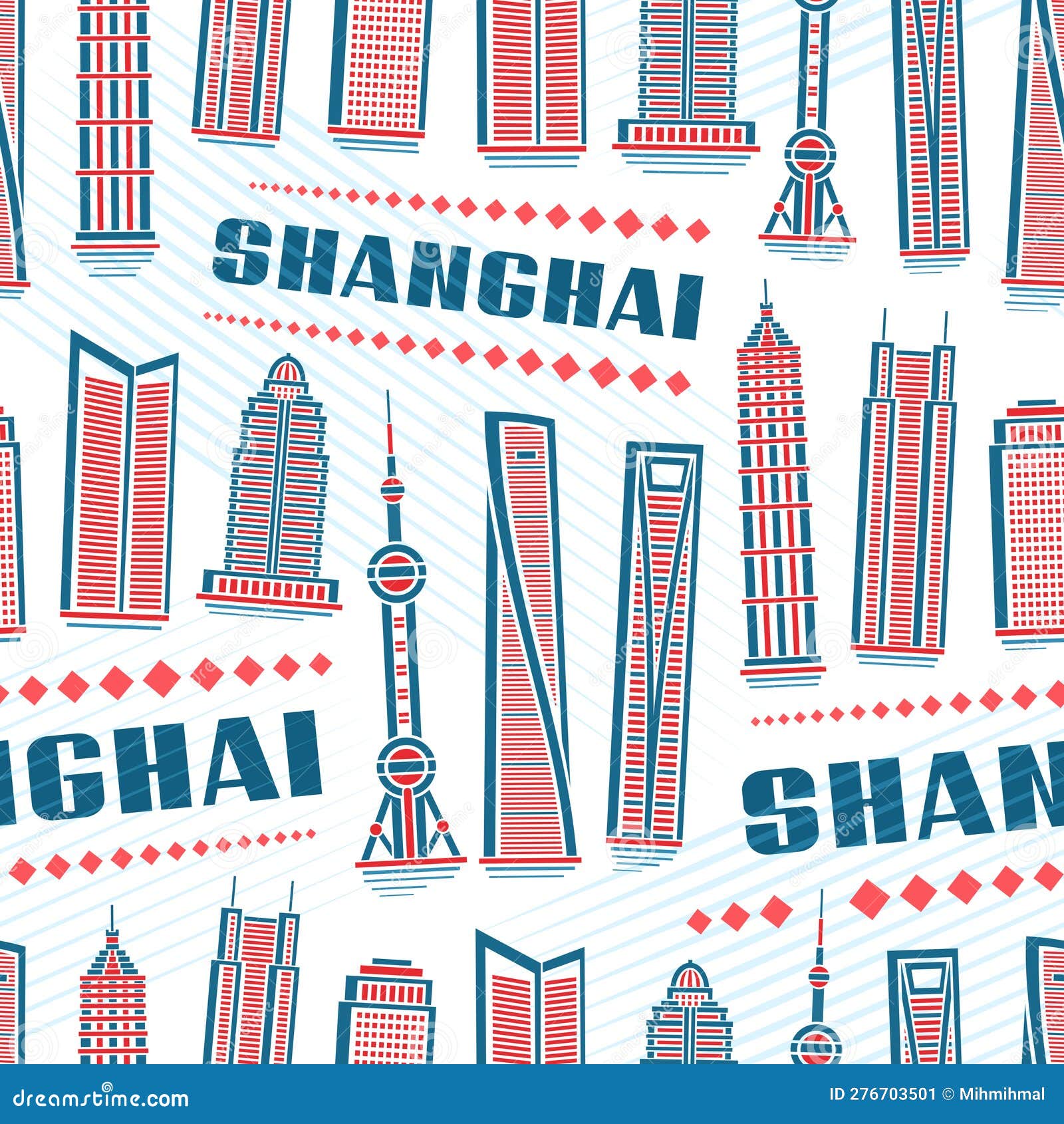 Vector Shanghai Seamless Pattern Stock Vector - Illustration of skyline ...