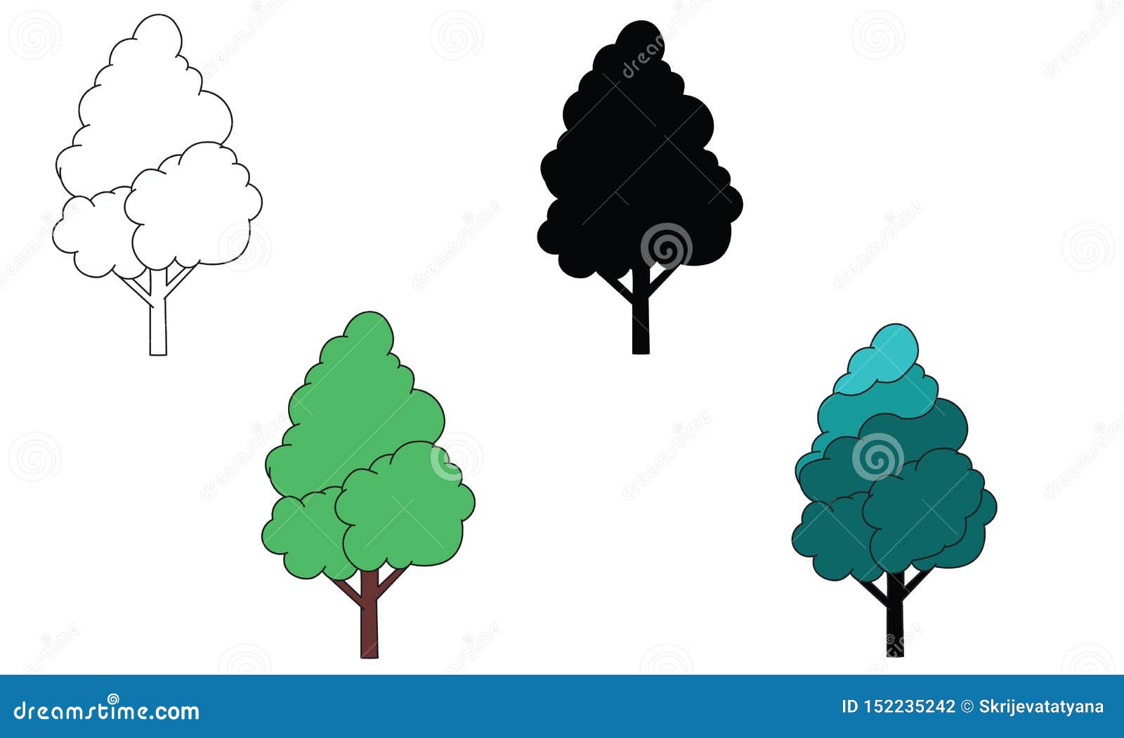 Vector shape of four trees stock vector. Illustration of icon - 152235242