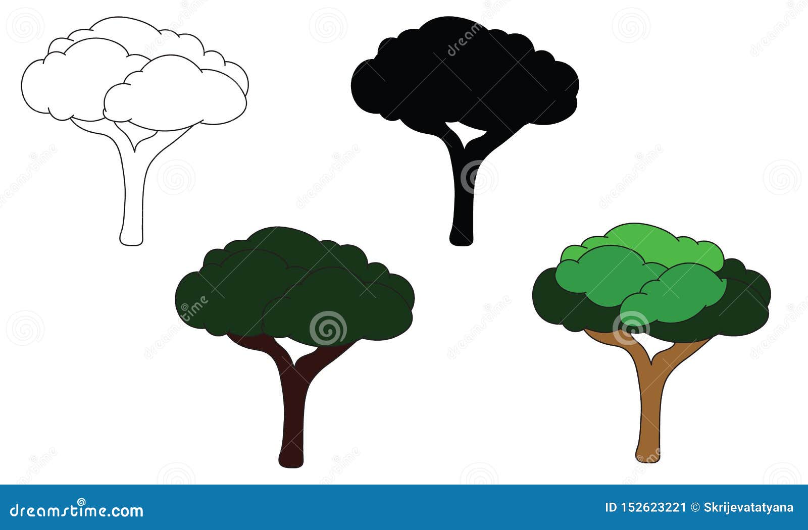 Vector shape of four trees stock vector. Illustration of modern - 152623221