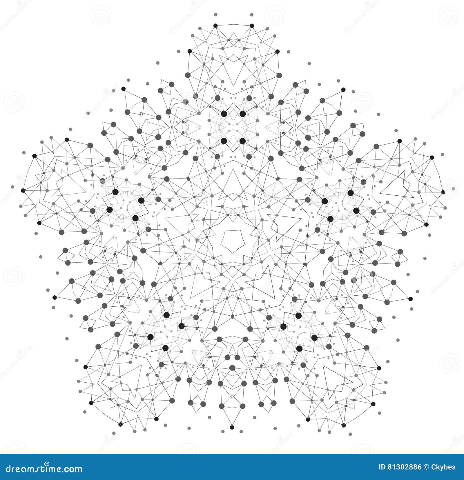 Vector Shape, Molecular Structure with Lines and Dots Stock Vector ...