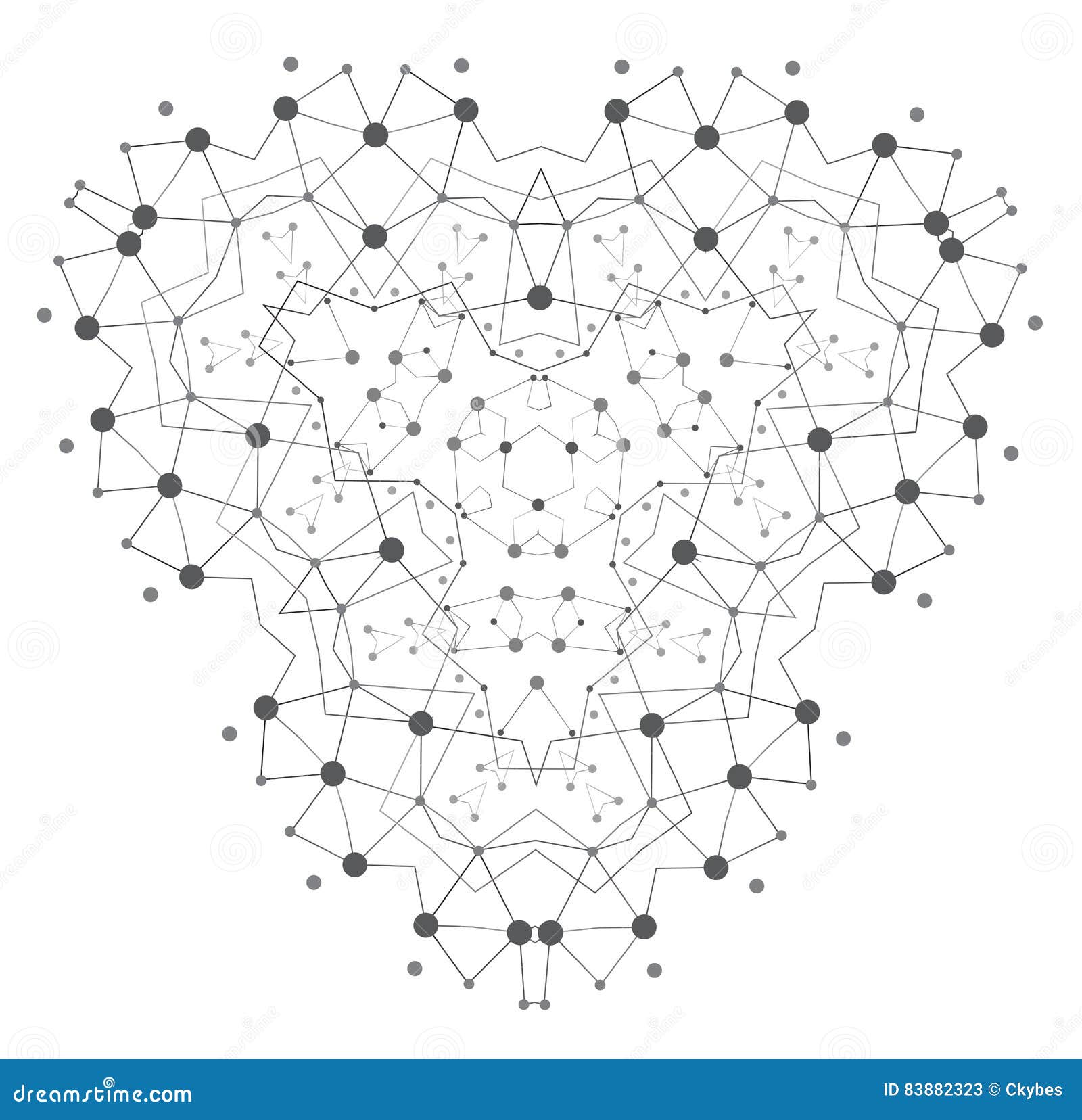 Vector Shape, Molecular Structure with Lines and Dots Stock Vector ...