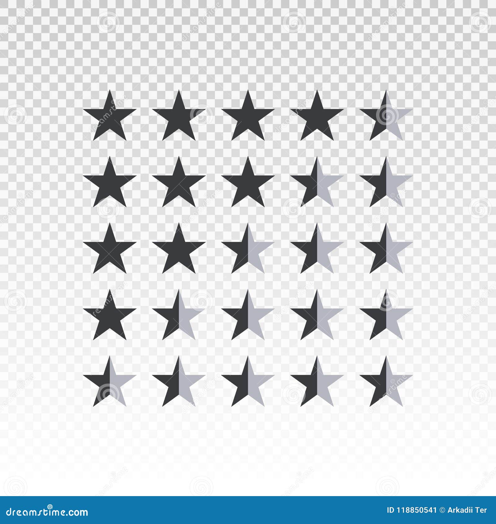 Vector Shape Star Rating Bar Isolated on Transparent Background ...