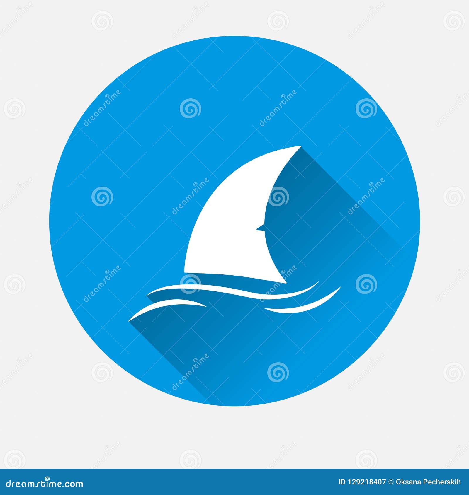 Vector Shark Fin Icon on Blue Background. Flat Image Fin in the Stock ...