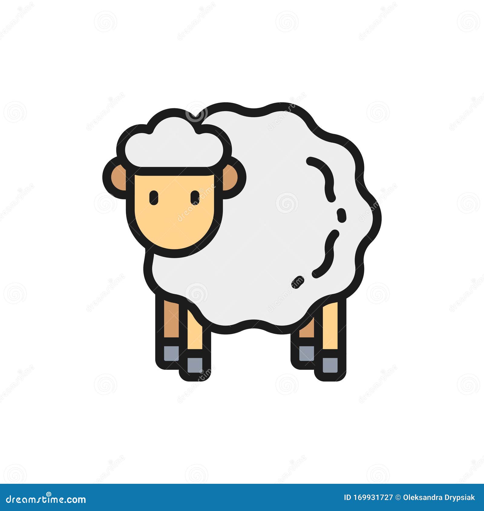 Vector Sheep, Lamb Flat Color Line Icon. Isolated On White Background ... Vector Sheep, Lamb Flat Color Line Icon. Isolated On White Background ...