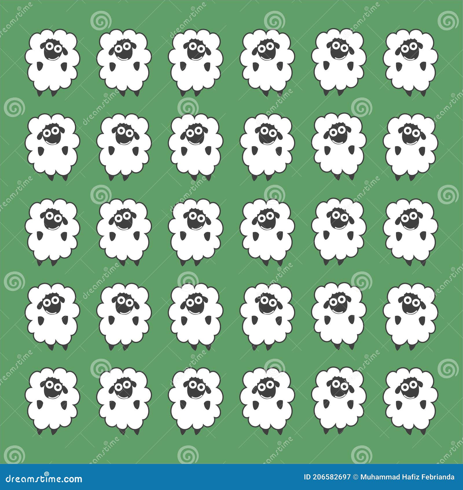 Seamless Vector Pattern with Sheeps on a Green Background Stock Vector ...