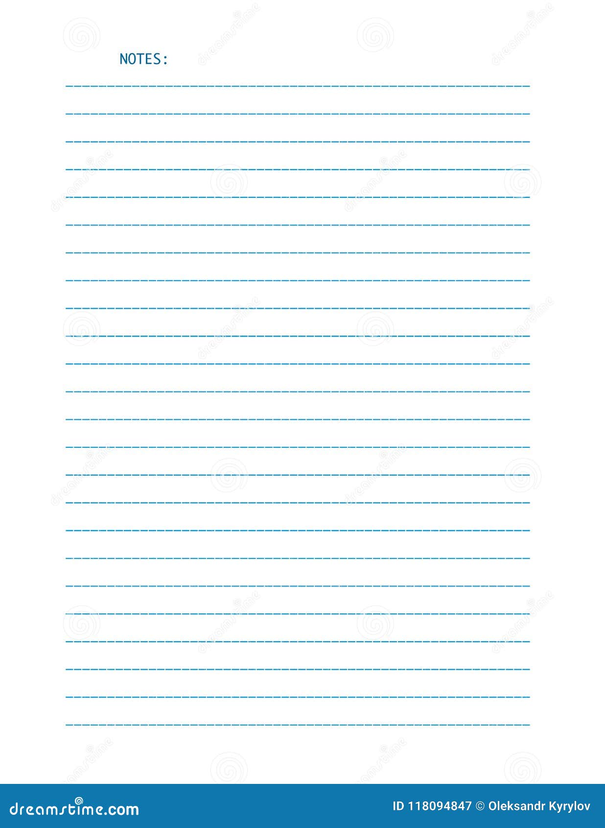 Vector Sheet of Lined Letter Size Paper for Notes, Isolated on White ...