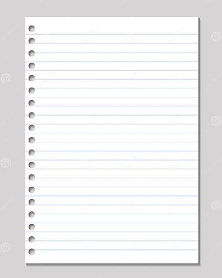 Vector Sheet of Lined Paper with Holes for Binding Isolated Stock ...