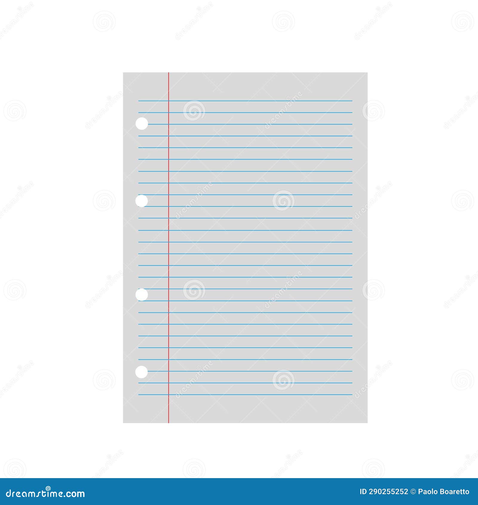 Vector Sheet of Lined Paper with Holes for Binding Isolated Stock ...