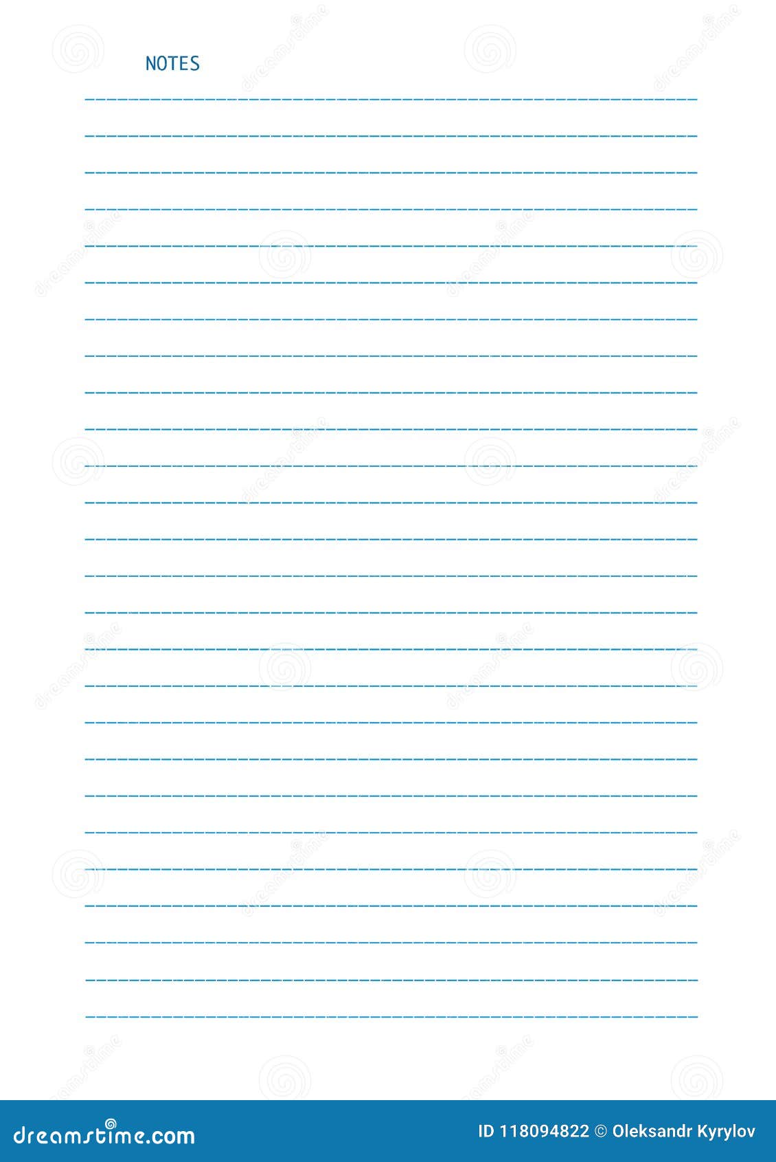 Vector Sheet of Lined A4 Size Paper for Notes, Isolated on White ...