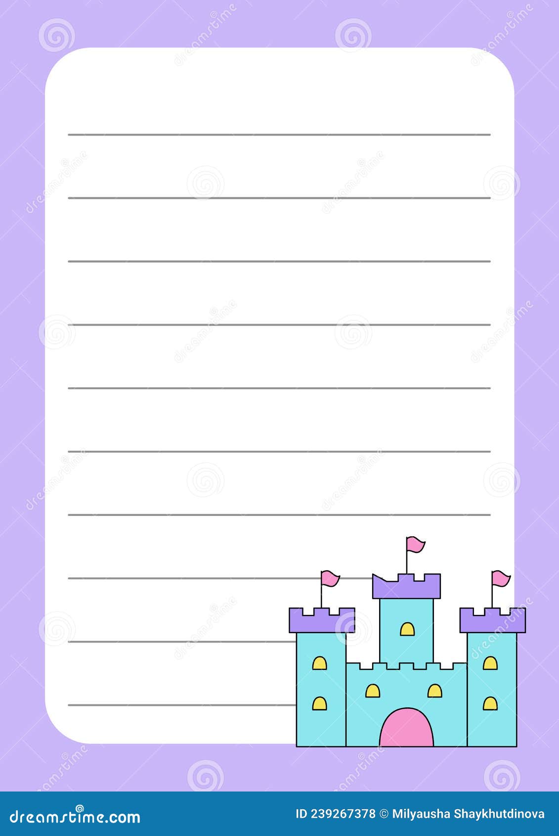 Vector Sheet for Making Notes with Cartoon Castle. Stock Vector ...