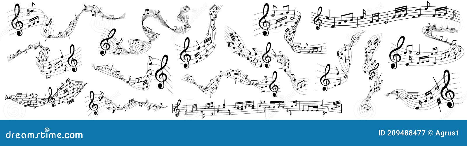 Vector Sheet Music - Musical Notes Melody on White Background Stock ...