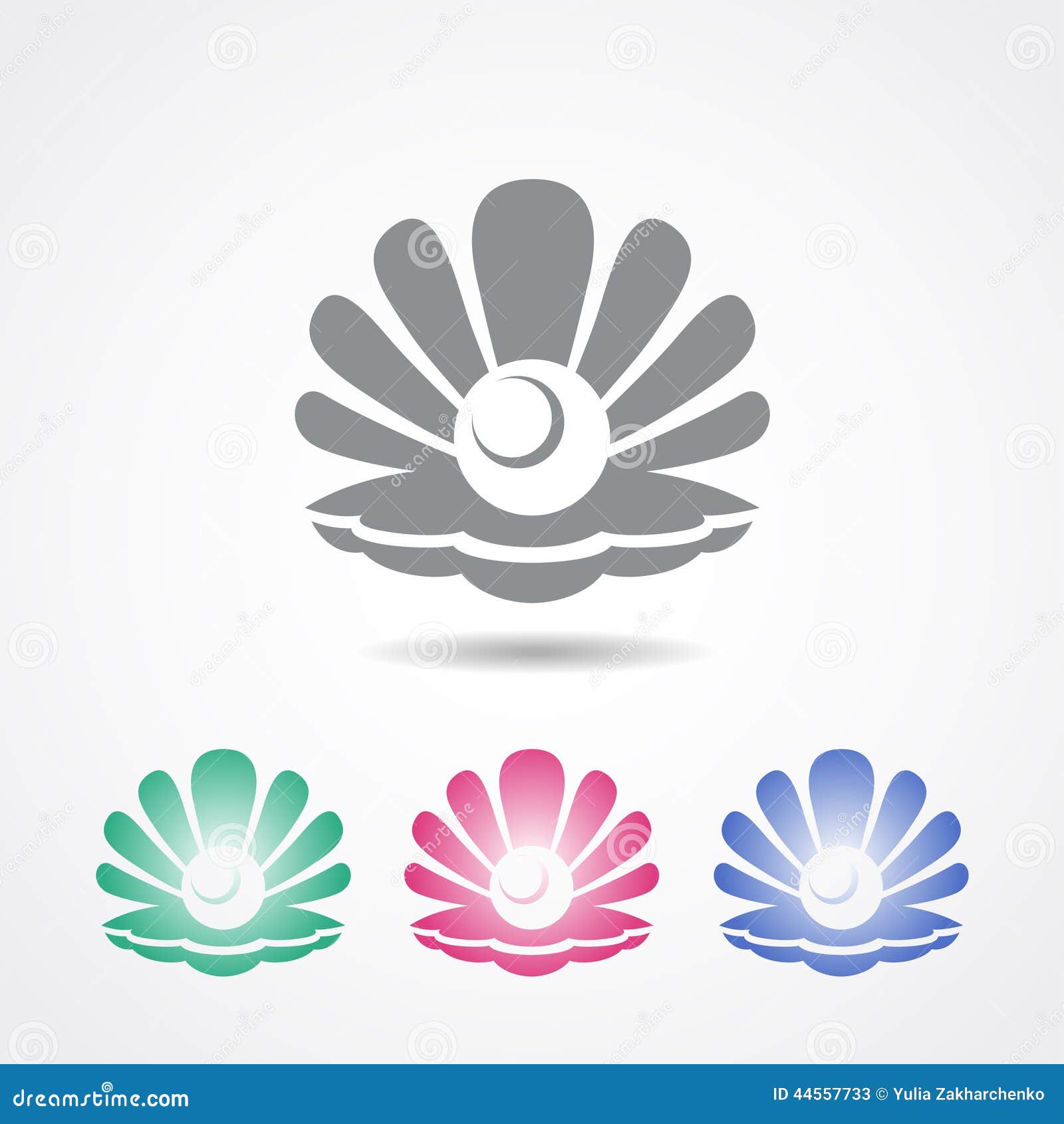 Vector Shell Icon with a Pearl in Different Colors Stock Vector ...
