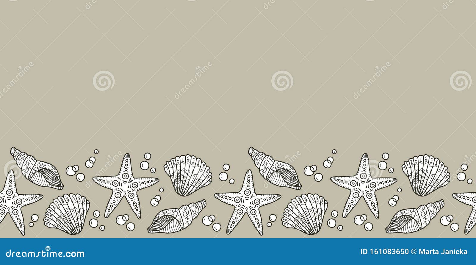 Vector Shell Seamless Border in Brown Stock Vector - Illustration of ...