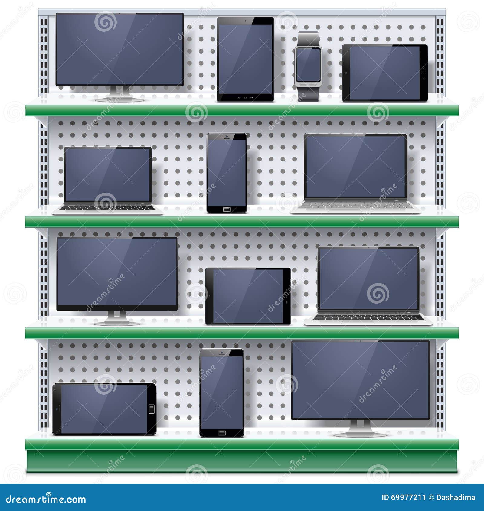 Vector Shelves with Modern Electronic Devices Stock Vector ...