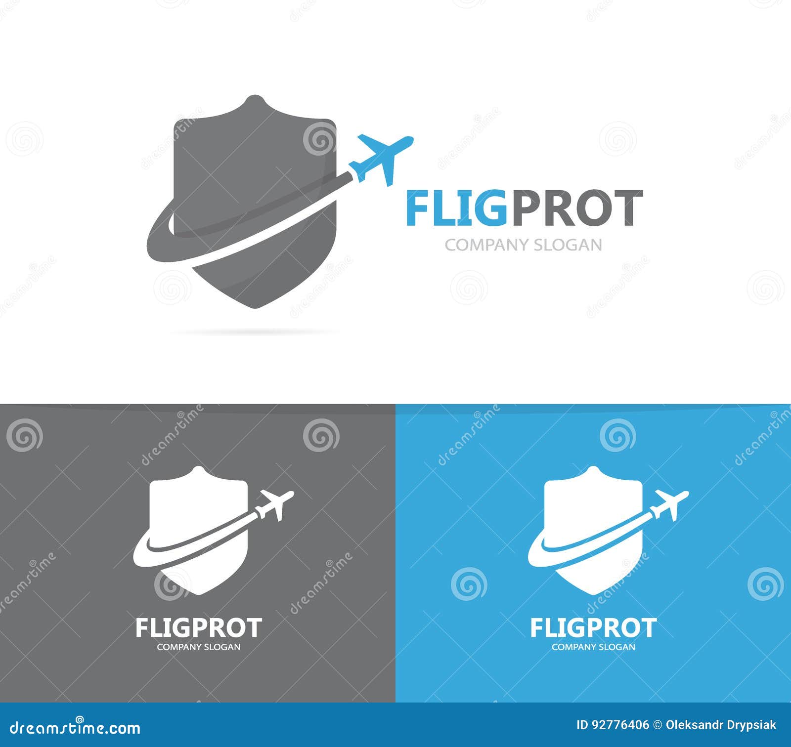 Vector of Shield and Airplane Logo Combination. Security and Travel ...