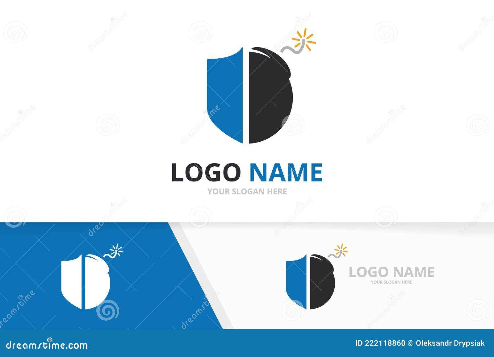 Vector Shield and Bomb Logo Combination. Security and Detonate Logotype ...