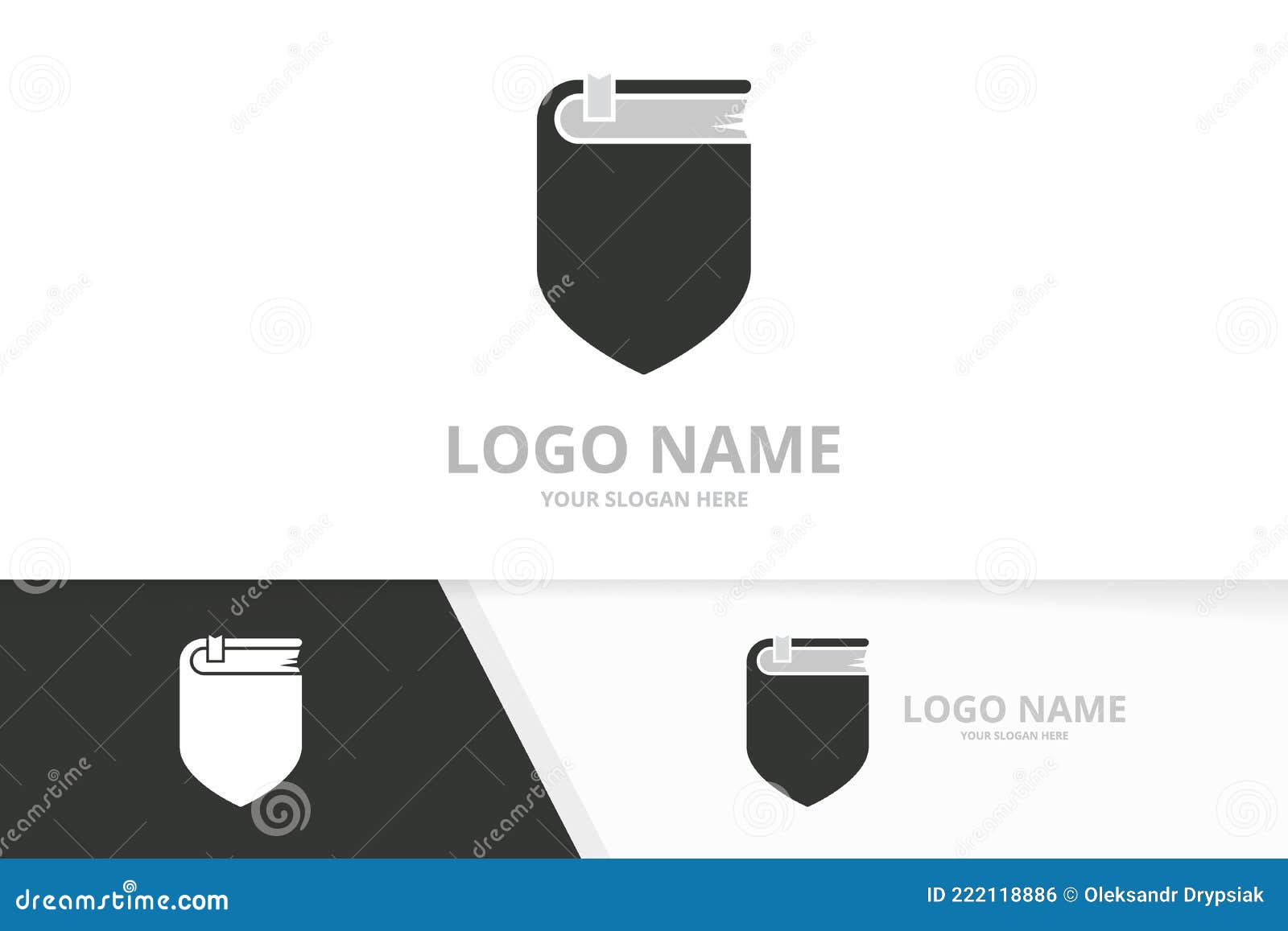 Vector Shield and Book Logo Combination. Security and Library Logotype ...