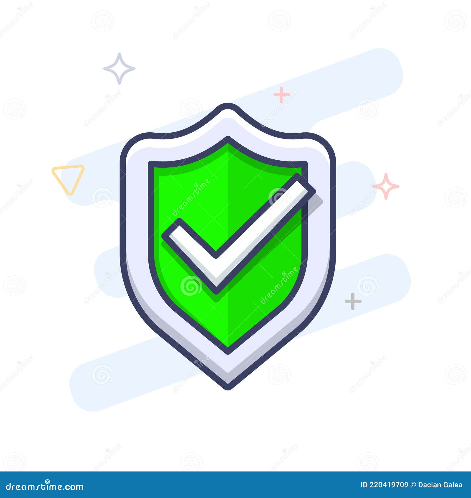 Vector Shield with Check Mark Line Icon. Shield and Tick Outline ...