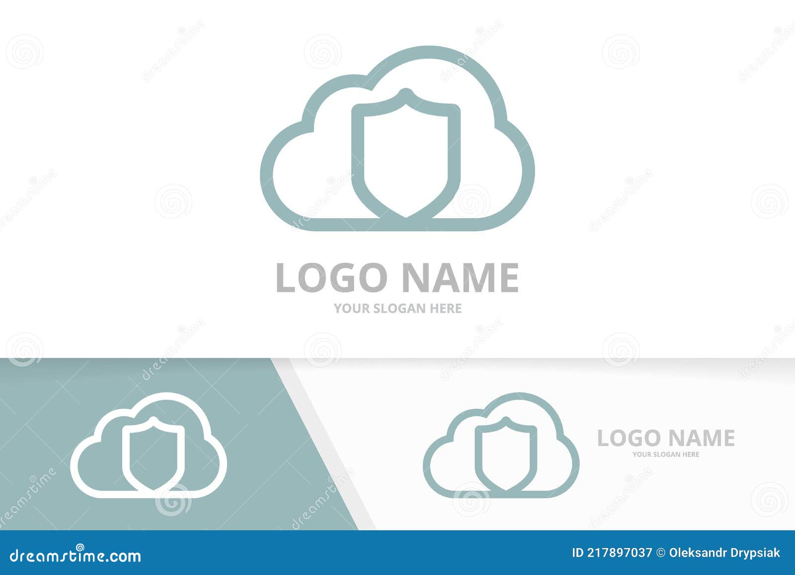 Vector Shield and Cloud Logo Combination. Security and Storage Logotype ...