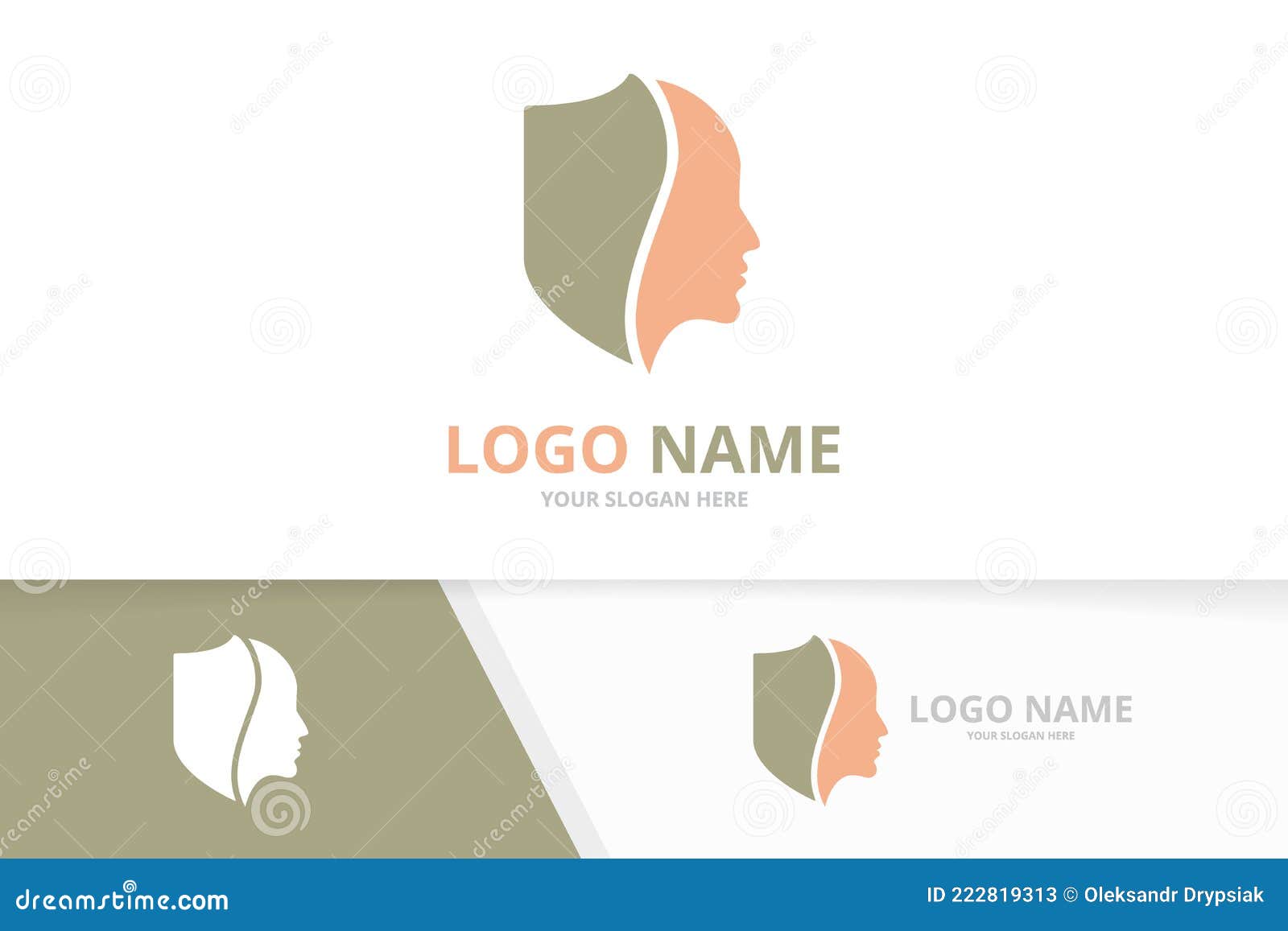 Vector Shield and Face Logo Combination. Security and Man Logotype ...