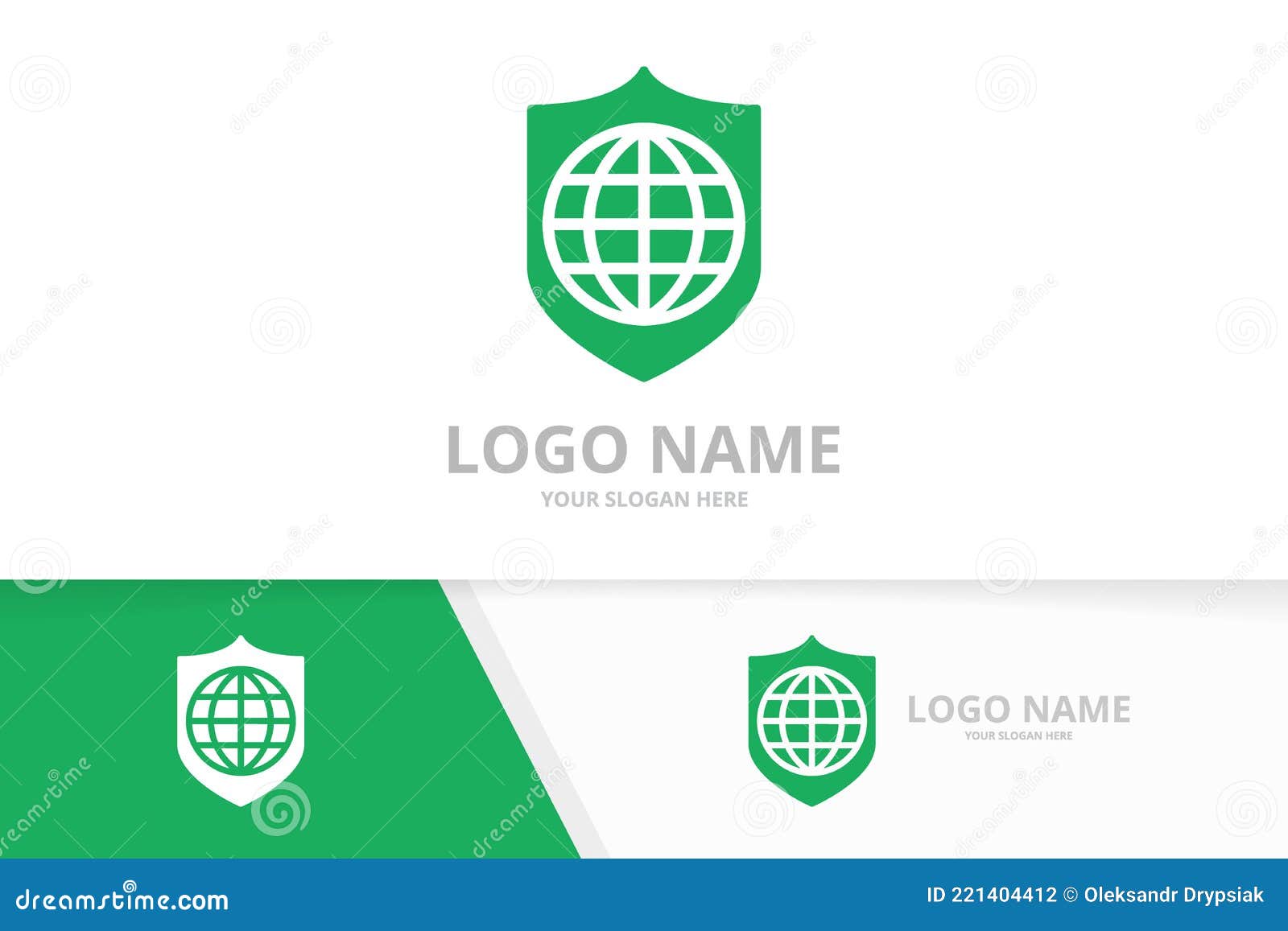 Vector Shield and Globe Logo Combination. Security and World Logotype ...