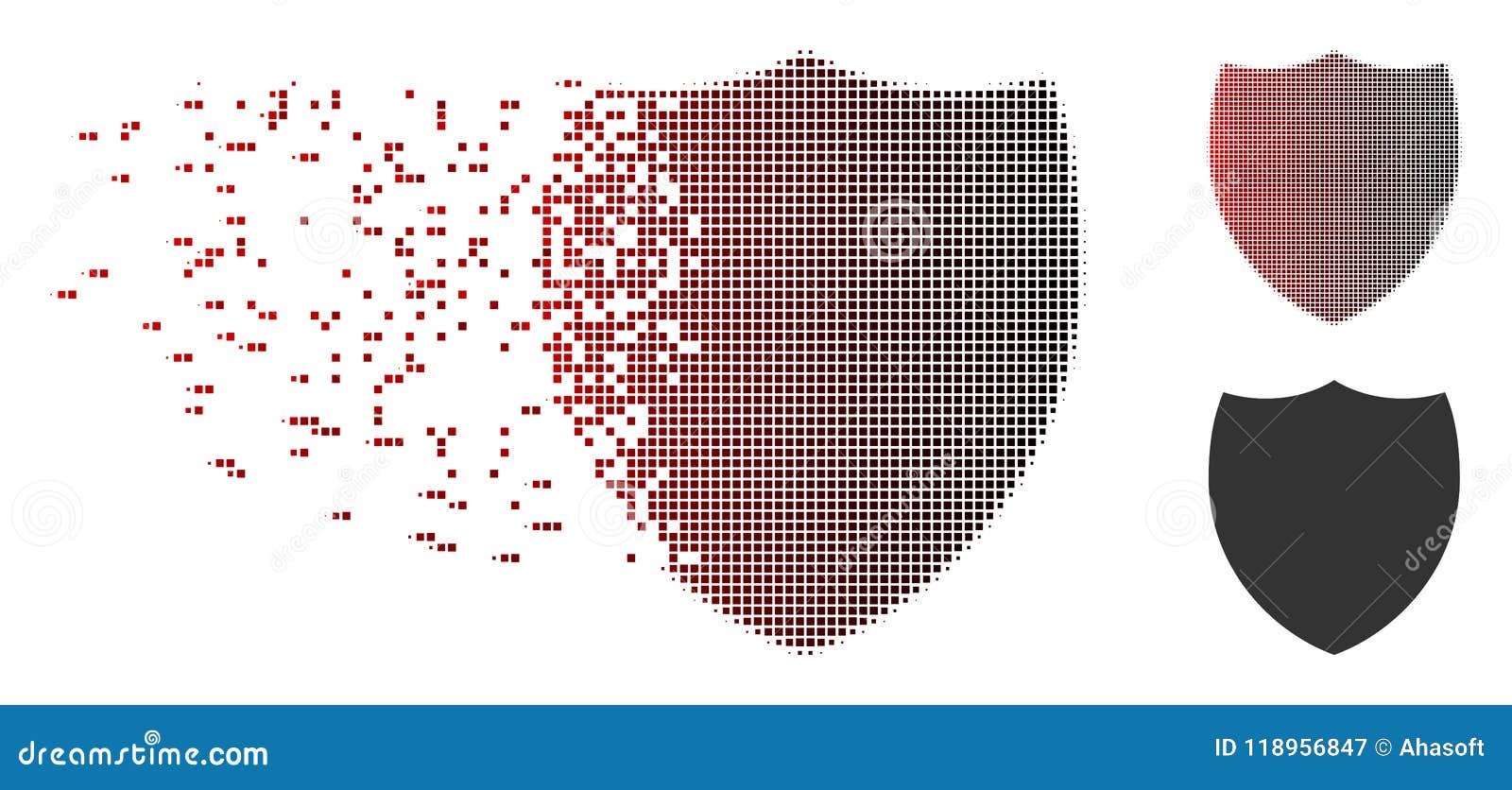 Disintegrating Pixel Halftone Shield Icon Stock Vector - Illustration ...