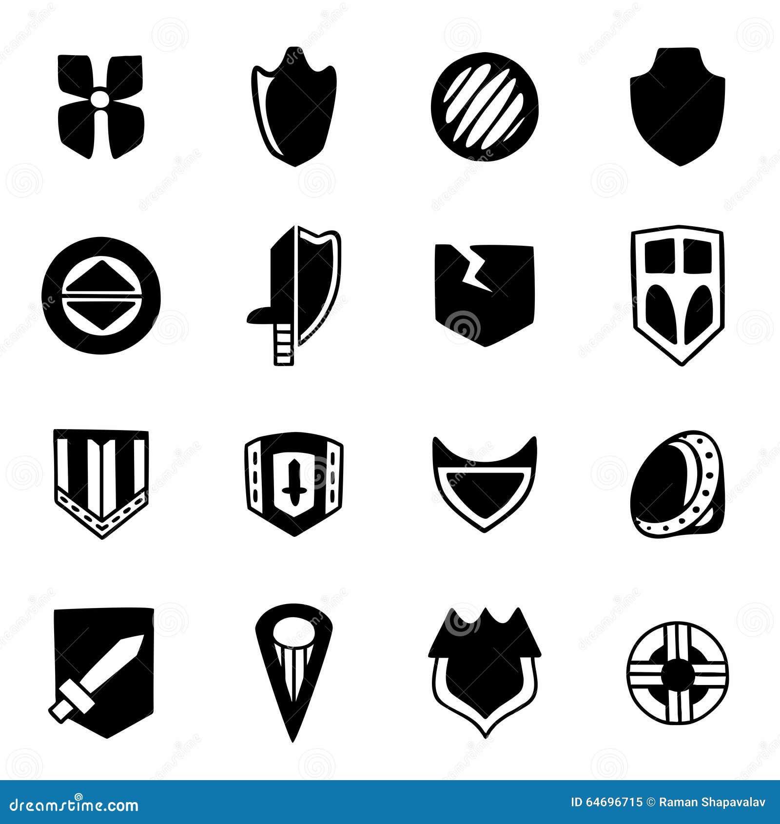 Vector Shield icon set stock vector. Illustration of simplicity - 64696715