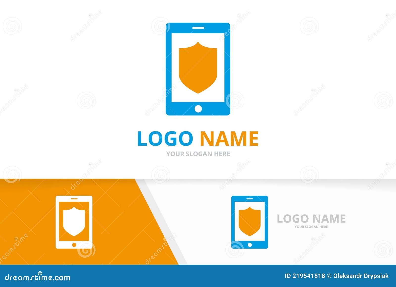 Vector Shield and Phone Logo Combination. Security Device Guard ...