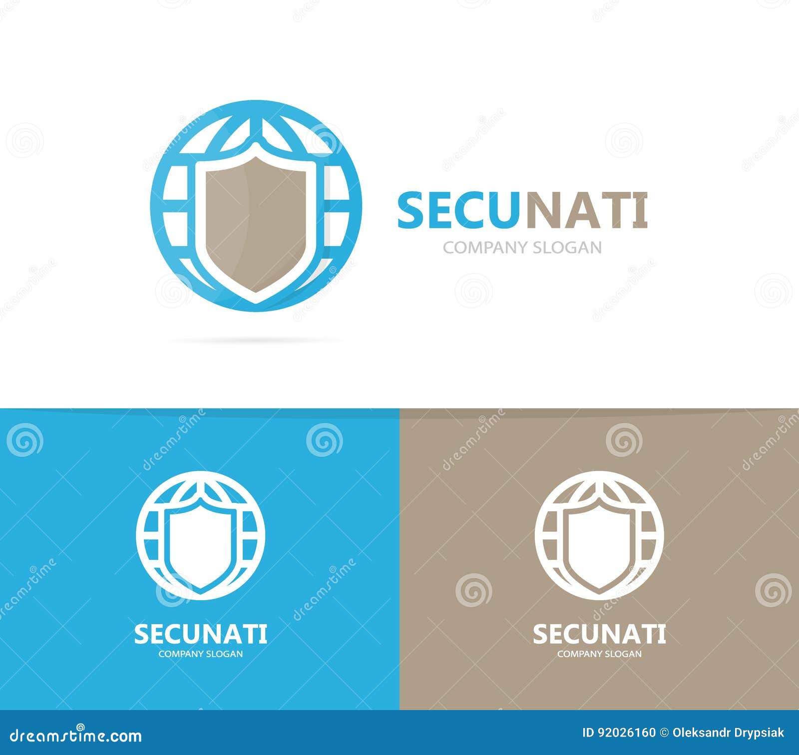 Vector of Shield and Planet Logo Combination. Security and World Symbol ...