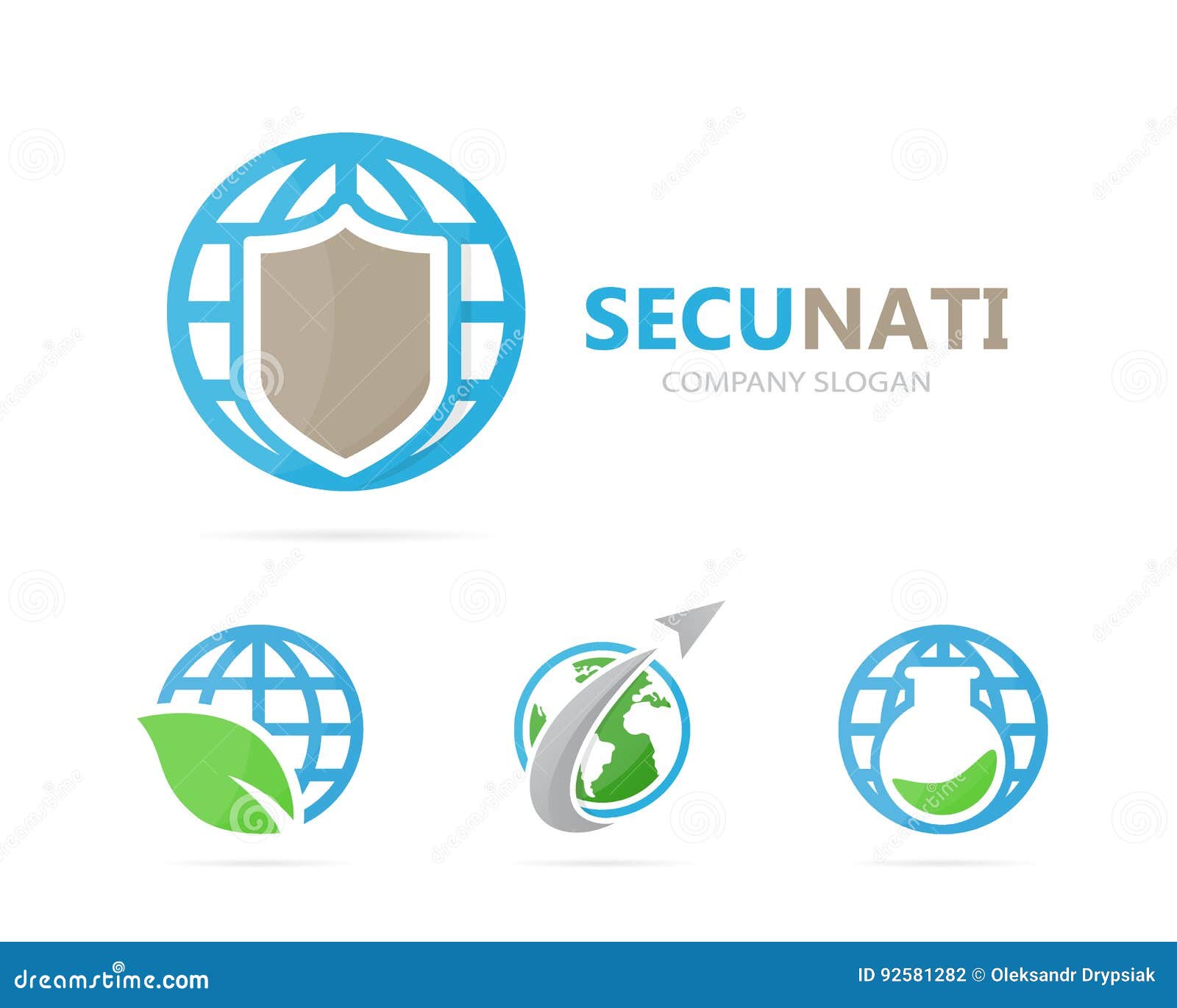 Vector of Shield and Planet Logo Combination. Security and World Symbol ...