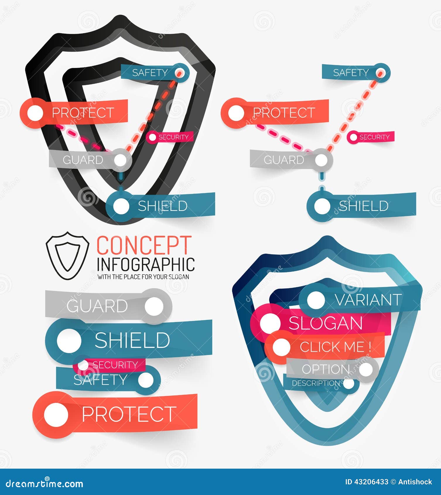 Vector Shield Protection Infographic Stock Vector - Illustration of ...