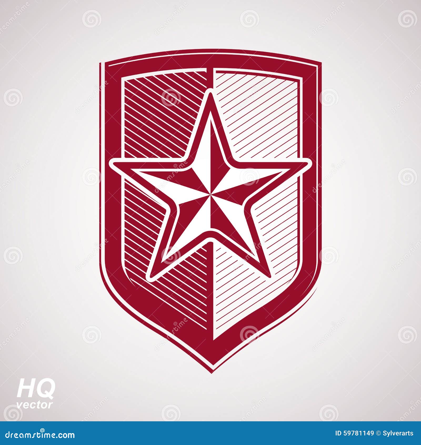 Vector Shield with Red Pentagonal Star, Protection Stock Vector ...