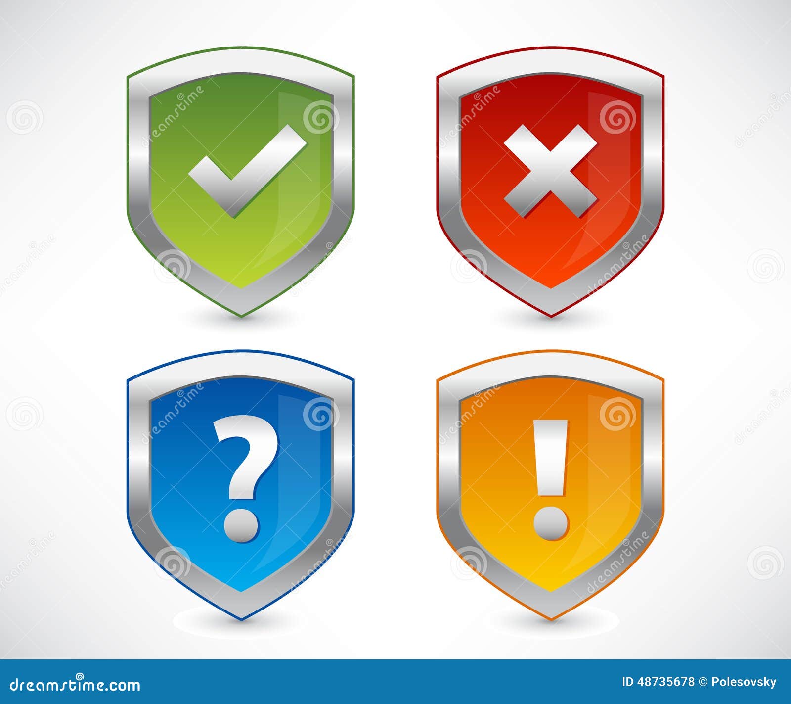 Shields Set. Collection Of Security Shield Icons With Contours And ...