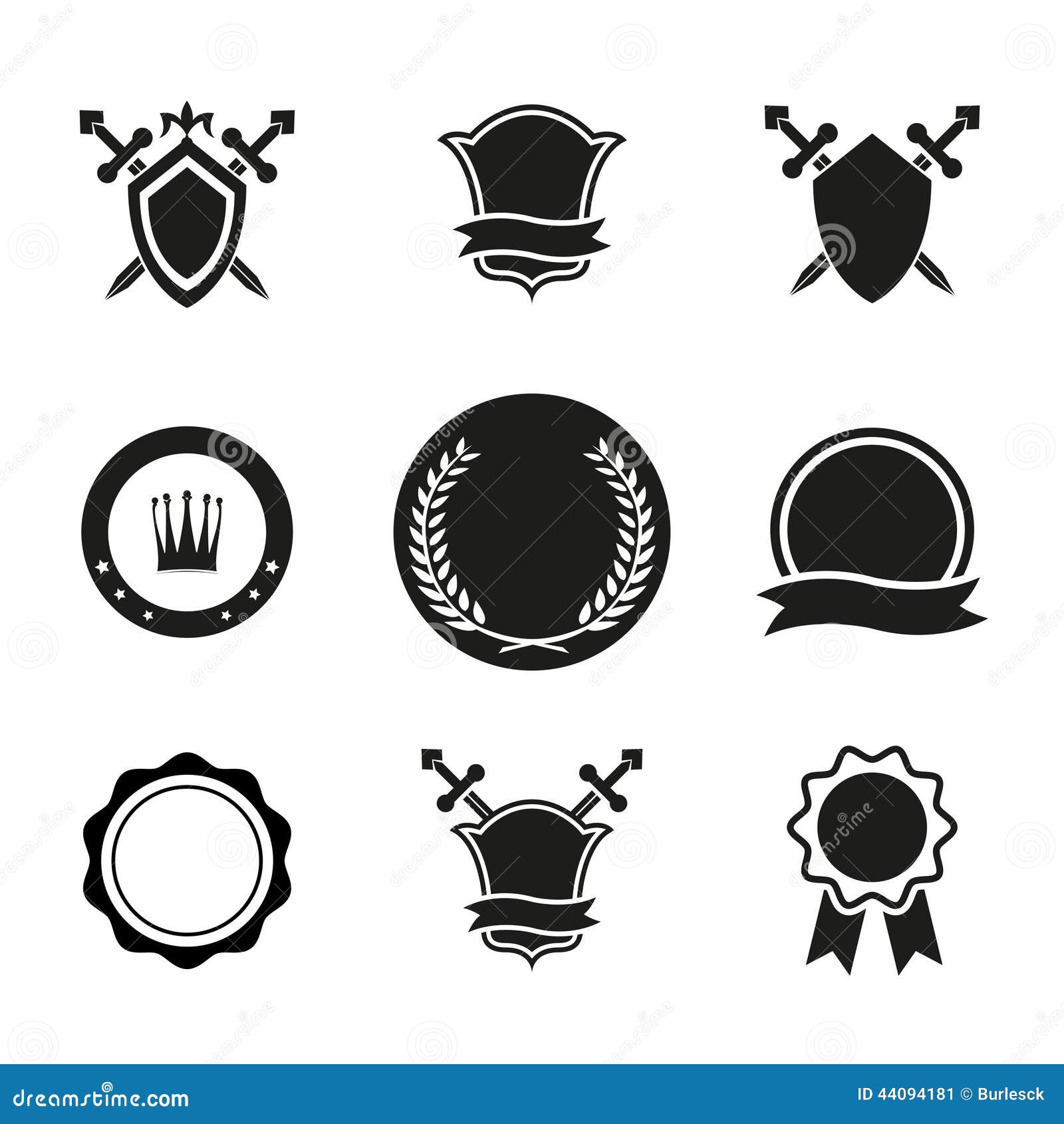 Vector Shields Crowns and Emblems Stock Vector - Illustration of badge ...