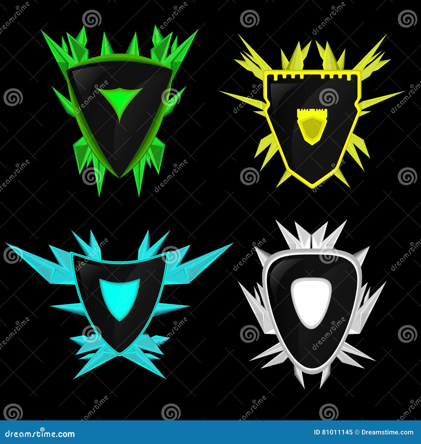 Vector Shields Logo Abstract Pack Stock Vector - Illustration of ...