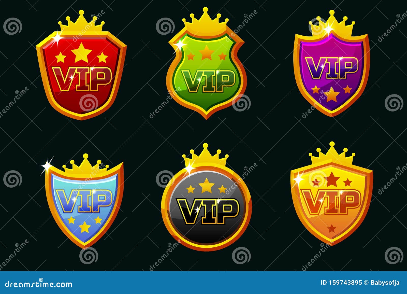 Vector Shields With VIP Logo. Awards Achievement Icons Design. Isolated ...